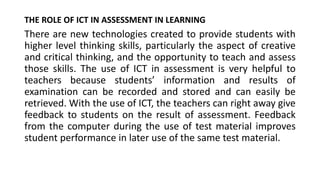 Ict and assessment of learning | PPTX