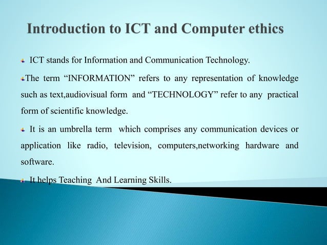 ICT and computer ethics | PPTX