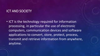ICT AND SOCIETY | PPT