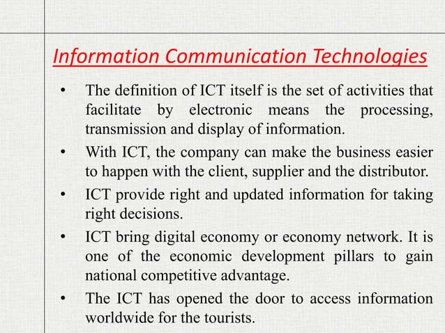 (Ict) and tourism | PPTX | Internet | Computing