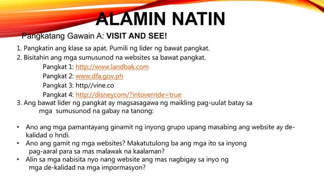 Ict aralin 12 pangangalap at pagsasaayos ng impormasyong gamit ang ict ...