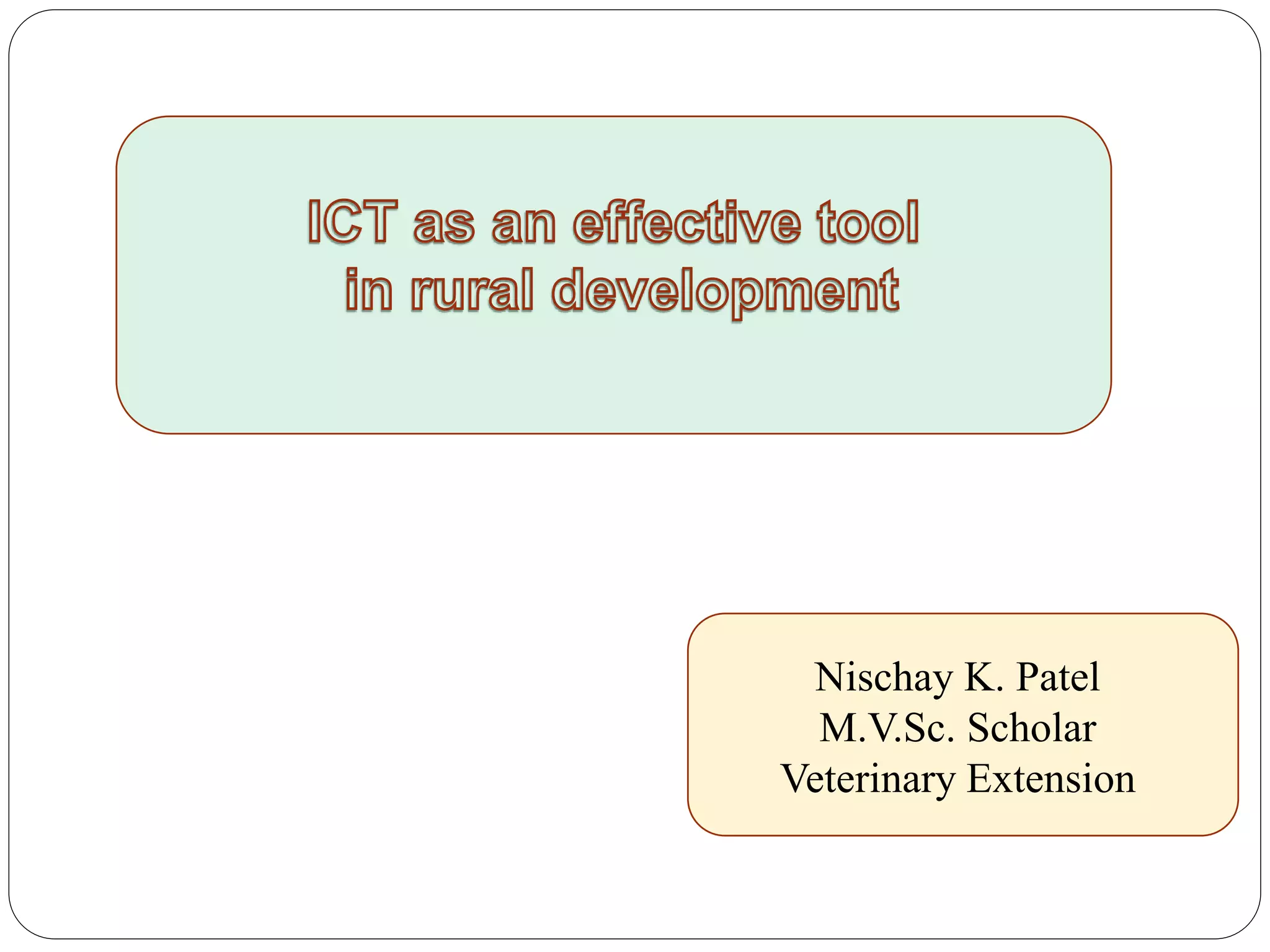 Ict as an important tool in rural development in context to Agriculture ...