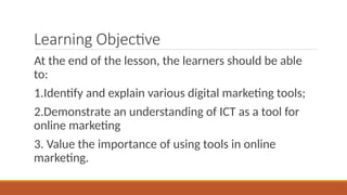 grade 8 matatag ICT as a Tool in Online Marketing | PPTX