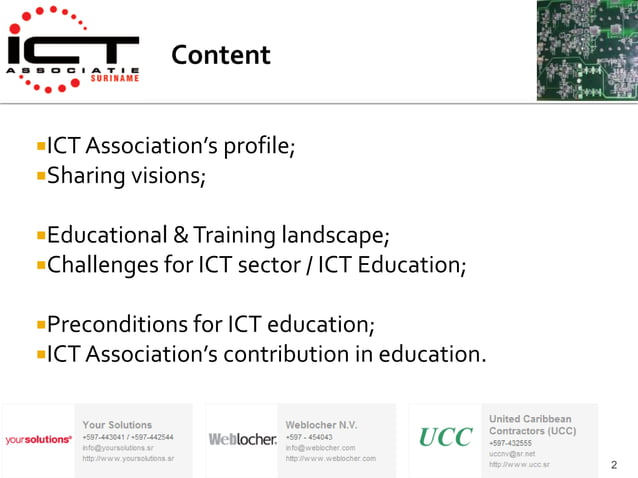 ICT Association Suriname at Virtual Educa Caribbean 2012 | PPT