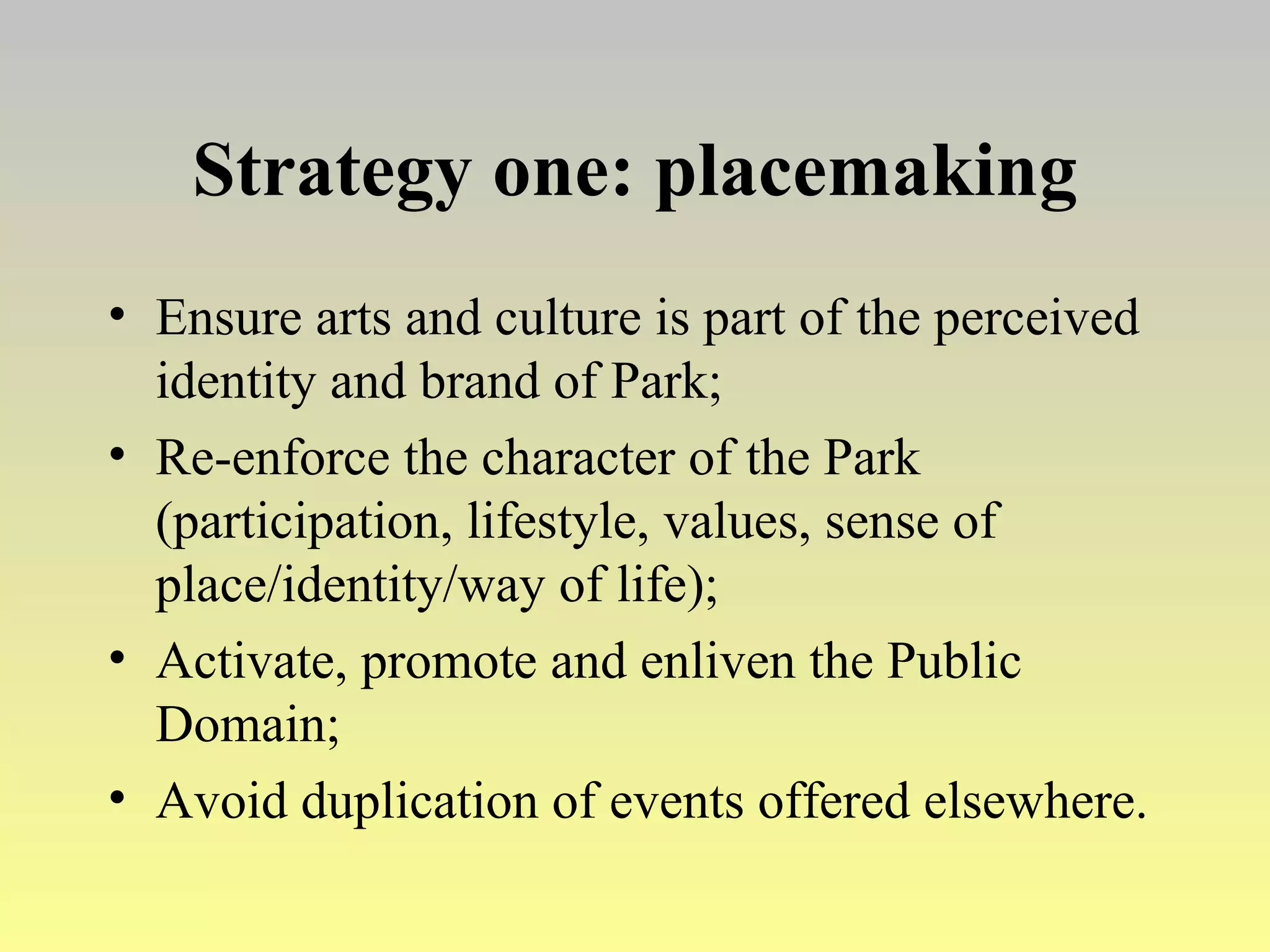 Arts Culture and Events as a key placemaking strategy | PPT