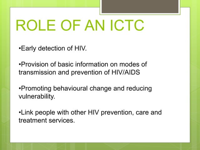 ICTC, PPTCT & ART Centre | PPTX | Sexual Health | Diseases and Conditions