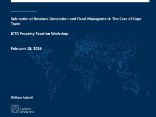 Sub-national Revenue Generation and Fiscal Management: The Case of Cape ...