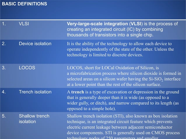 Ic tech unit 5- VLSI Process Integration | PPTX | Chemistry | Science