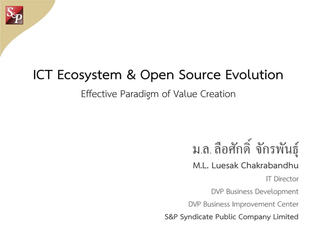 ICT Ecosystem & Open Source Evolution 2012 | PPT