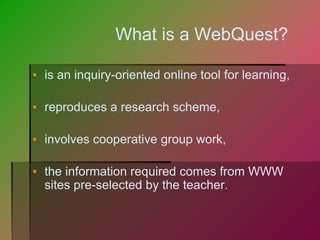 Ict embedded in elt: webquest.ppt | Educational Assessment | Education