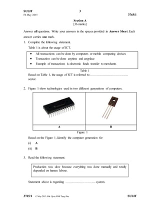 ICT Form 4 MAY 2015 test paper | DOCX