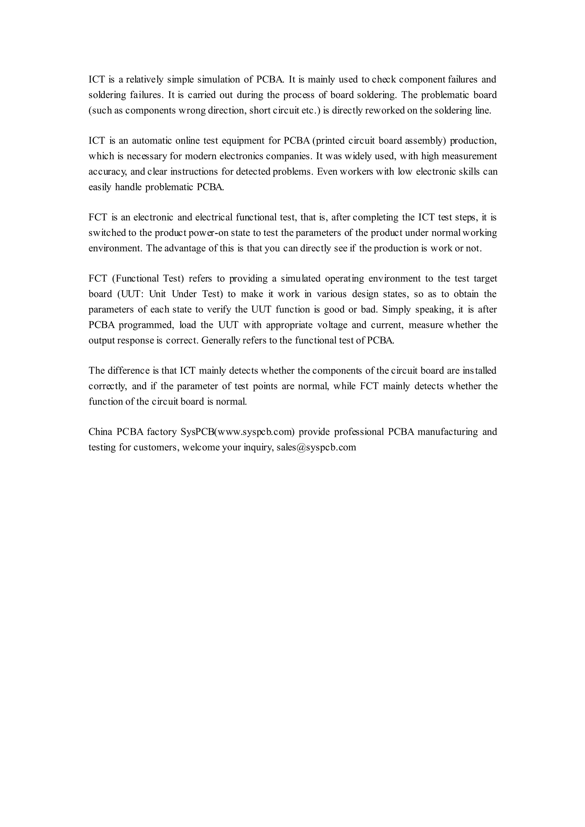 Ict fct testing for pcba | DOC