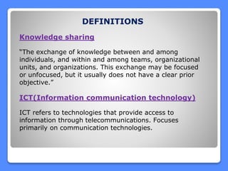 ICT for knowldge sharing | PPTX