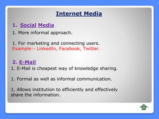 ICT for knowldge sharing | PPTX