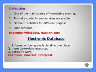 ICT for knowldge sharing | PPTX