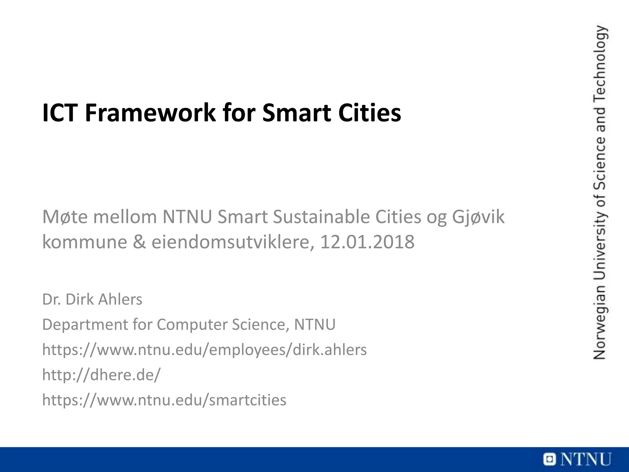 ICT Framework for Smart Cities | PPT
