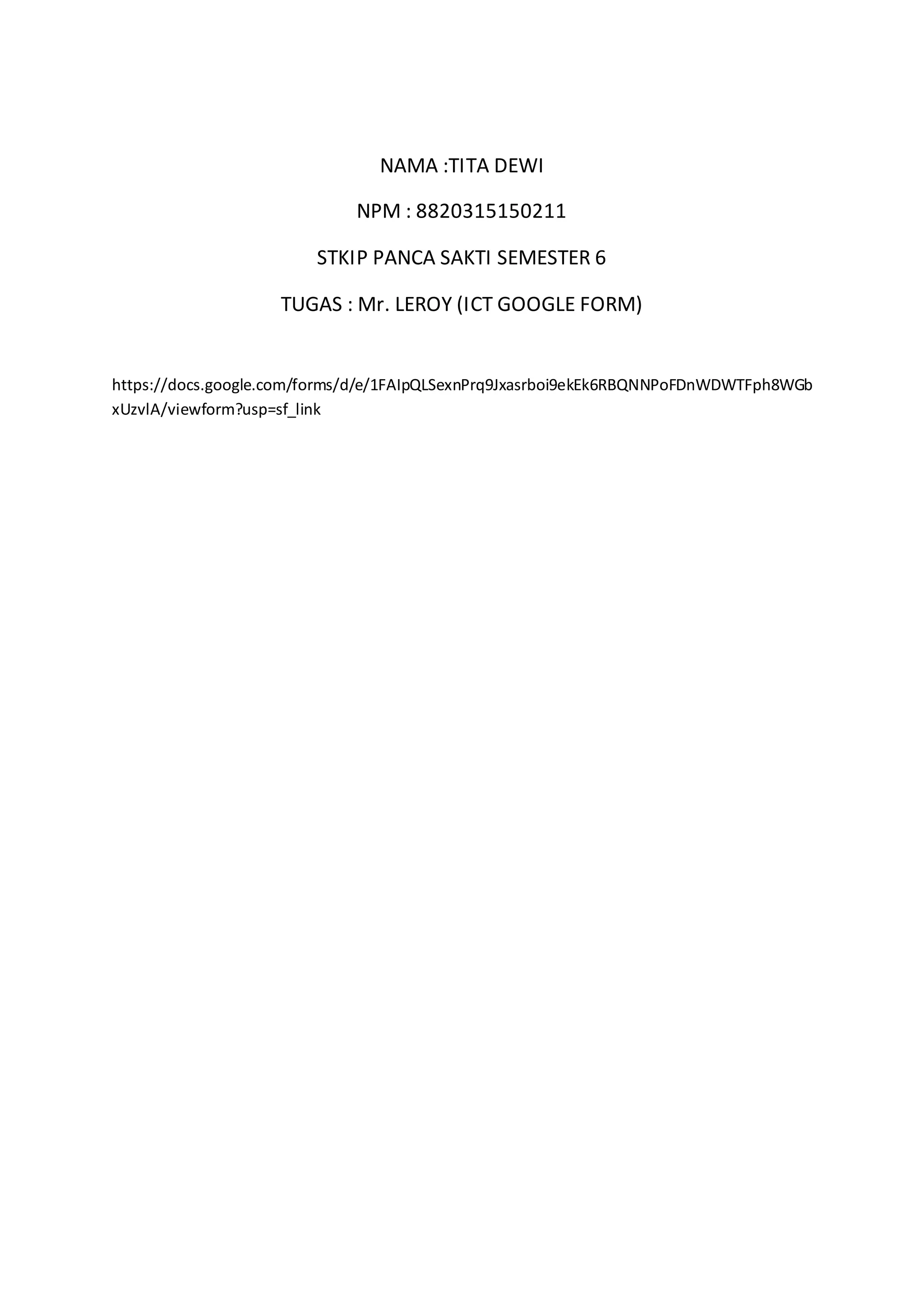 google form tita dewi stkip panca sakti | PDF
