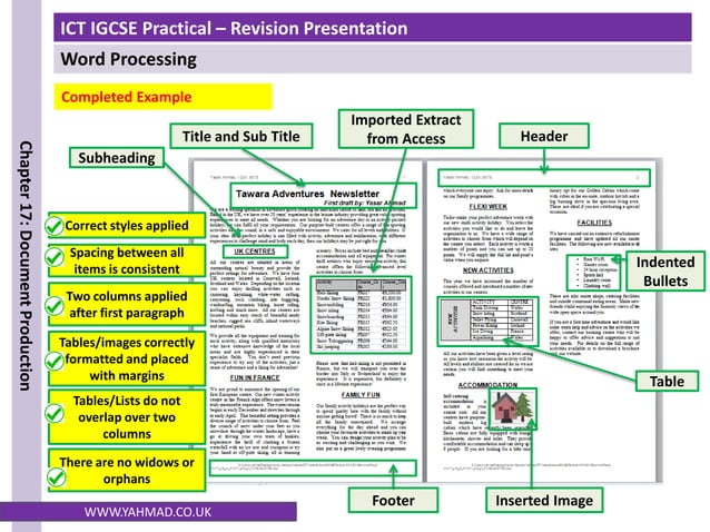 ICT IGCSE Practical Revision - Word Processing.pdf | Desktop Publishing | Computer Software and ...