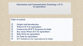 Ict in agriculture.pptx in extension education | PPT