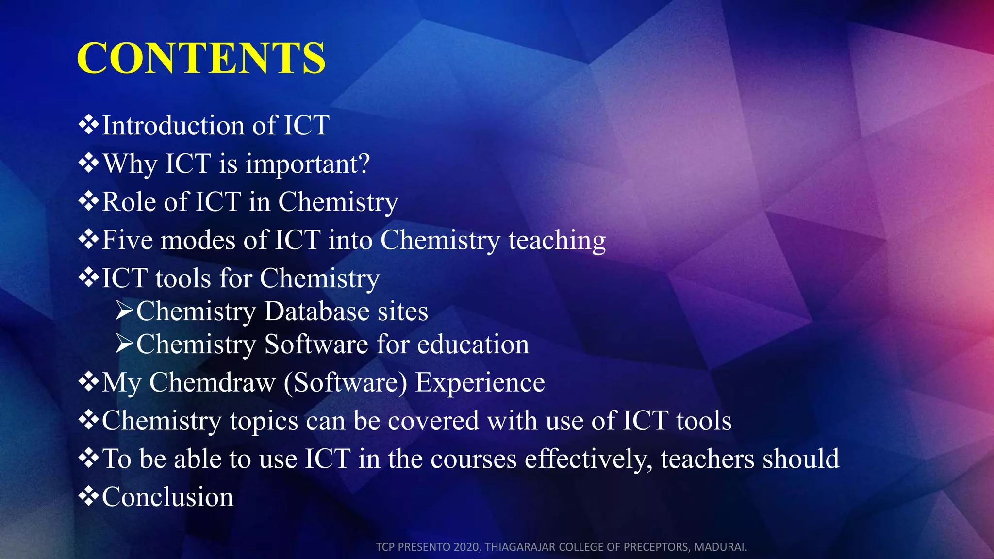 ICT IN CHEMISTRY EDUCATION | PPTX