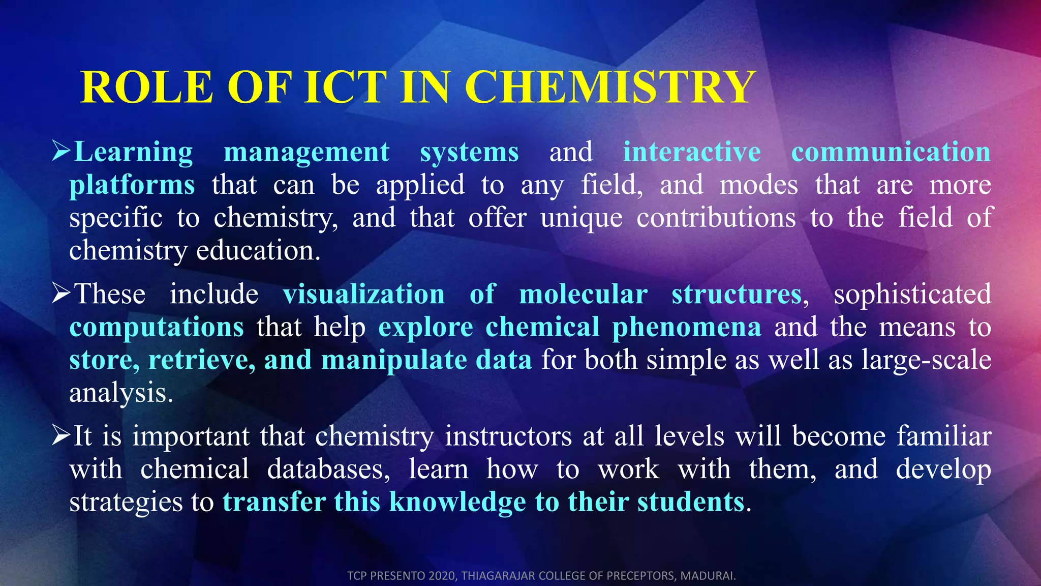 ICT IN CHEMISTRY EDUCATION | PPTX