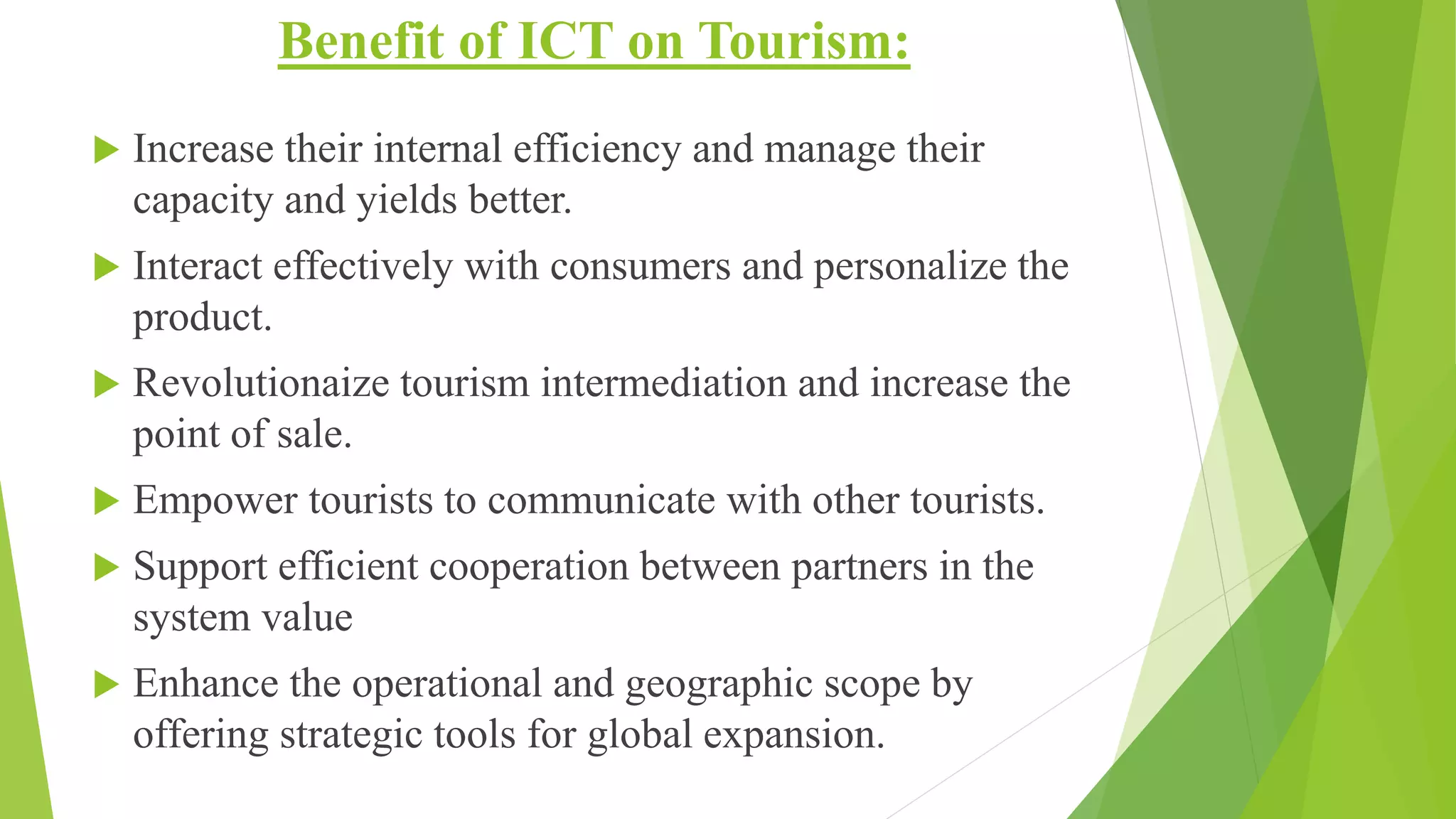 ICT for tourism in destination management ppt | PPTX