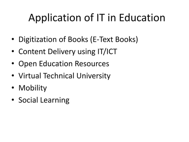 Information Technology application for Education | PPTX | IT and ...