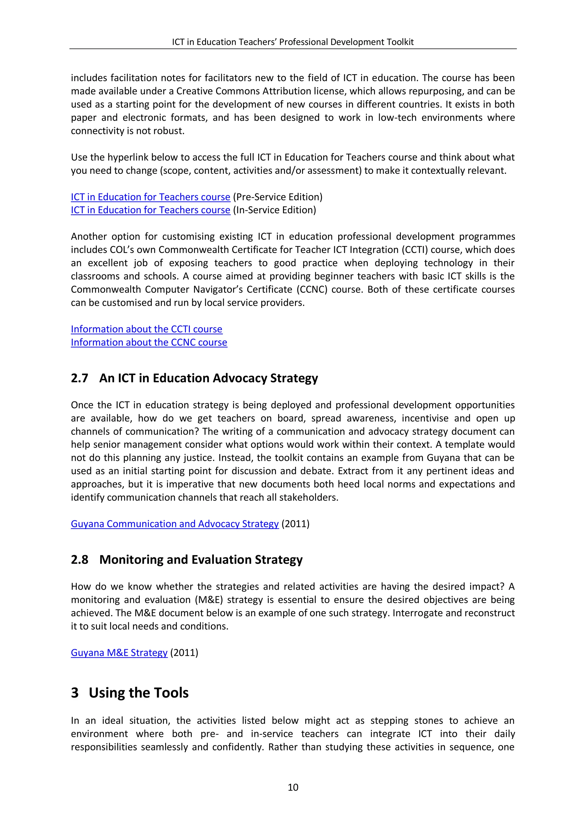 ICT In Education Teachers Professional Development Toolkit | PDF