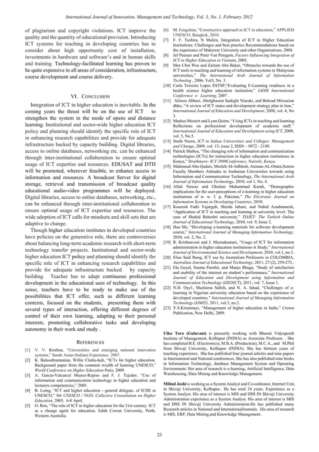 Ict in higher education review of literature from 2004 2011 | PDF