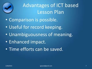 ICT in lesson plan & evaluation | PPTX