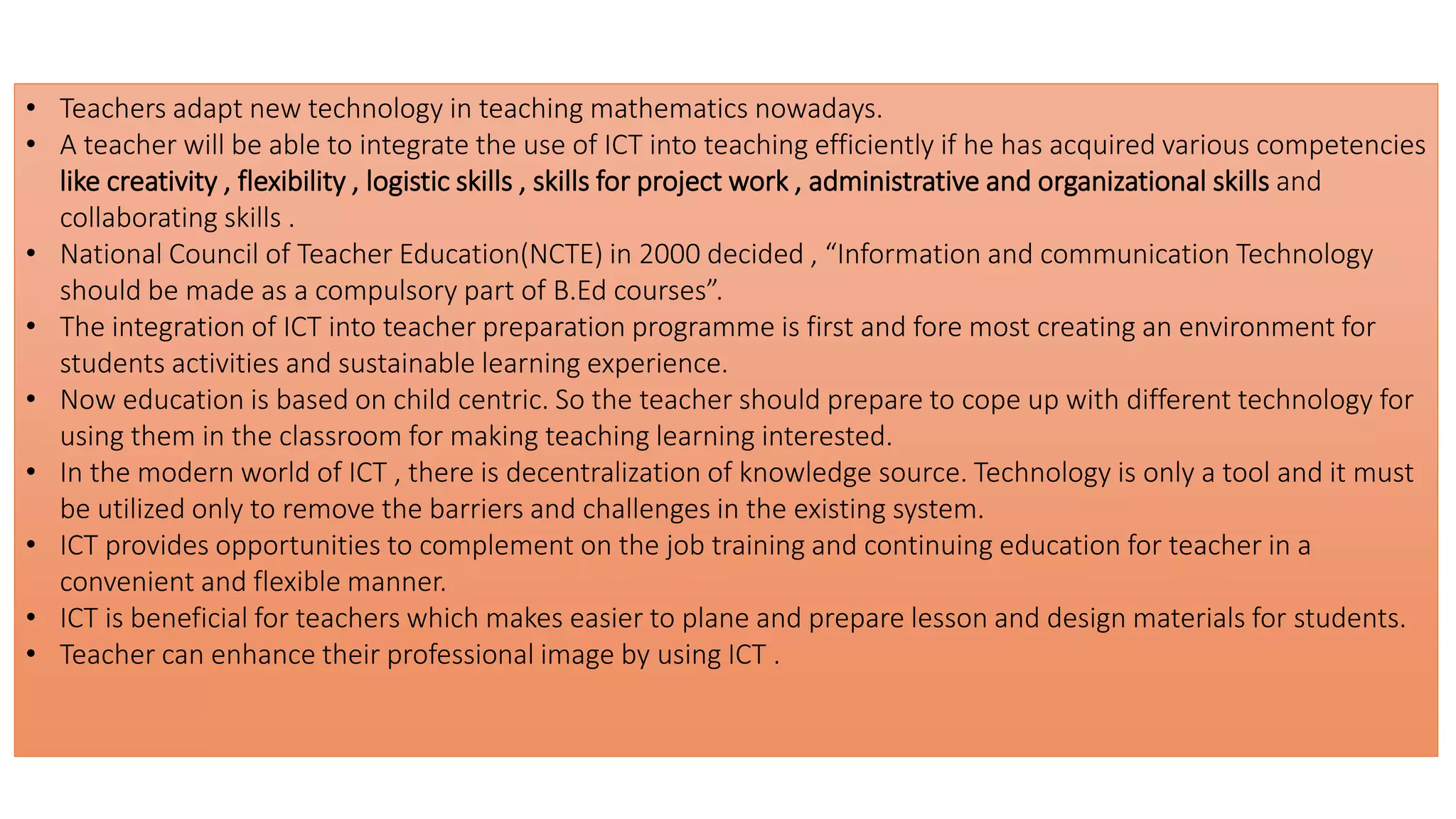 Ict in mathematics teaching | PPTX