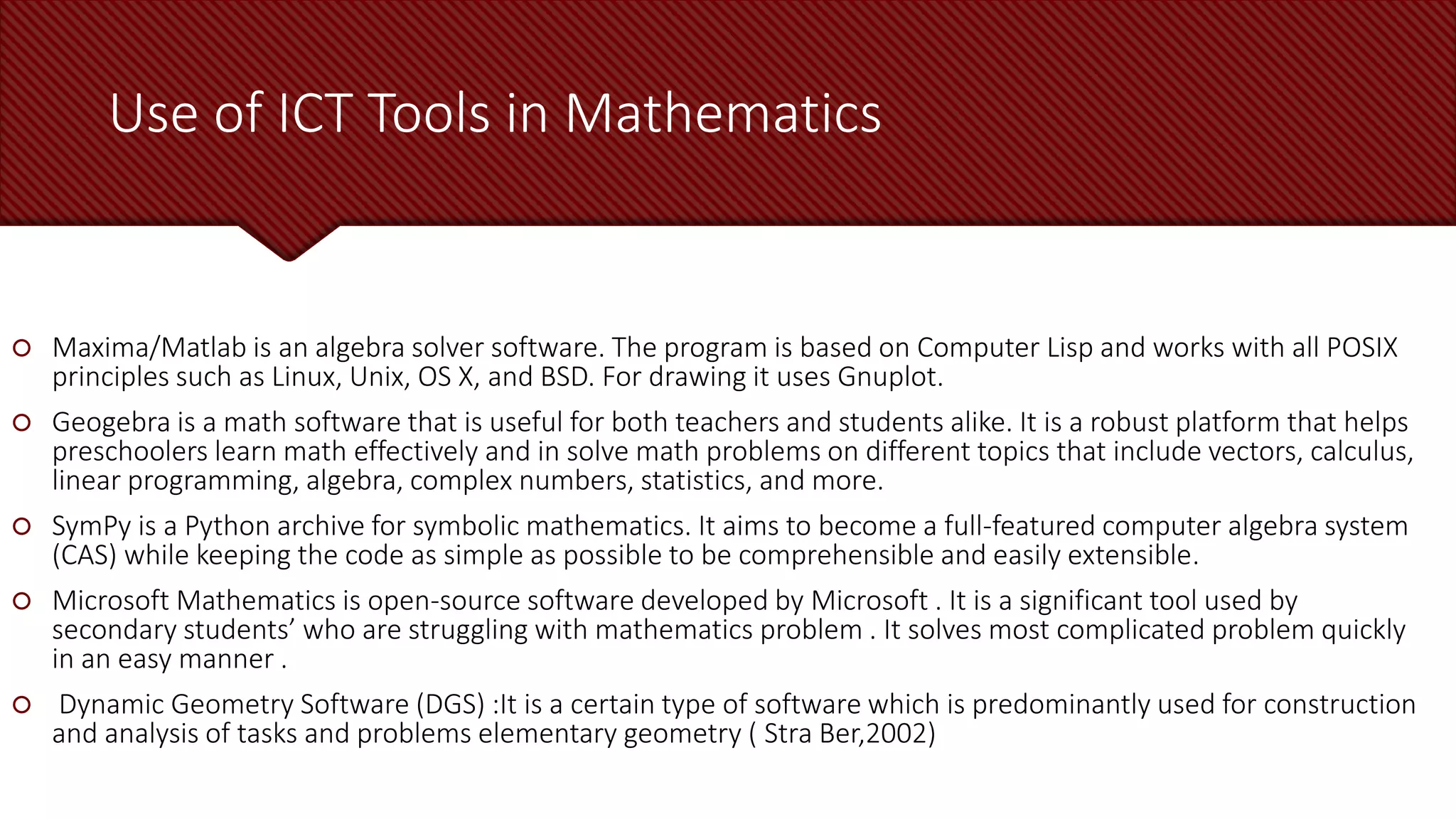 Ict in mathematics teaching | PPTX