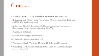 ICT (INFORMTION AND COMMUNICATION TECHNOLOGY) IN RESEARCH | PPTX