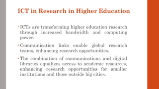 ICT (INFORMTION AND COMMUNICATION TECHNOLOGY) IN RESEARCH | PPTX ...