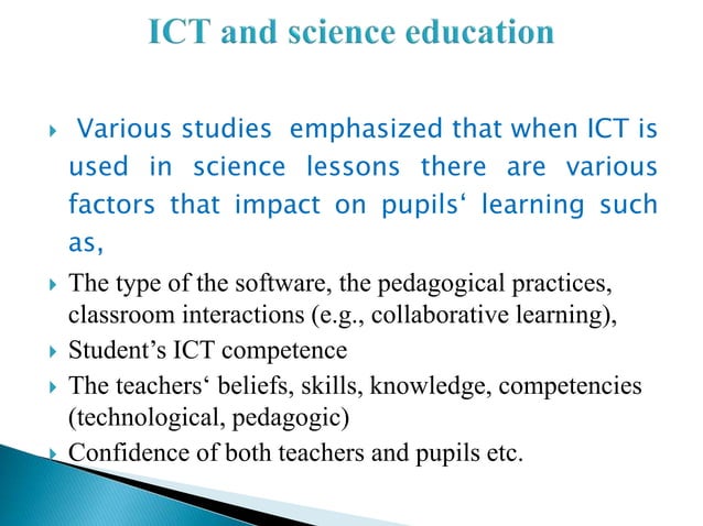 ICT in Science Education | PPTX | Education industry | Industries