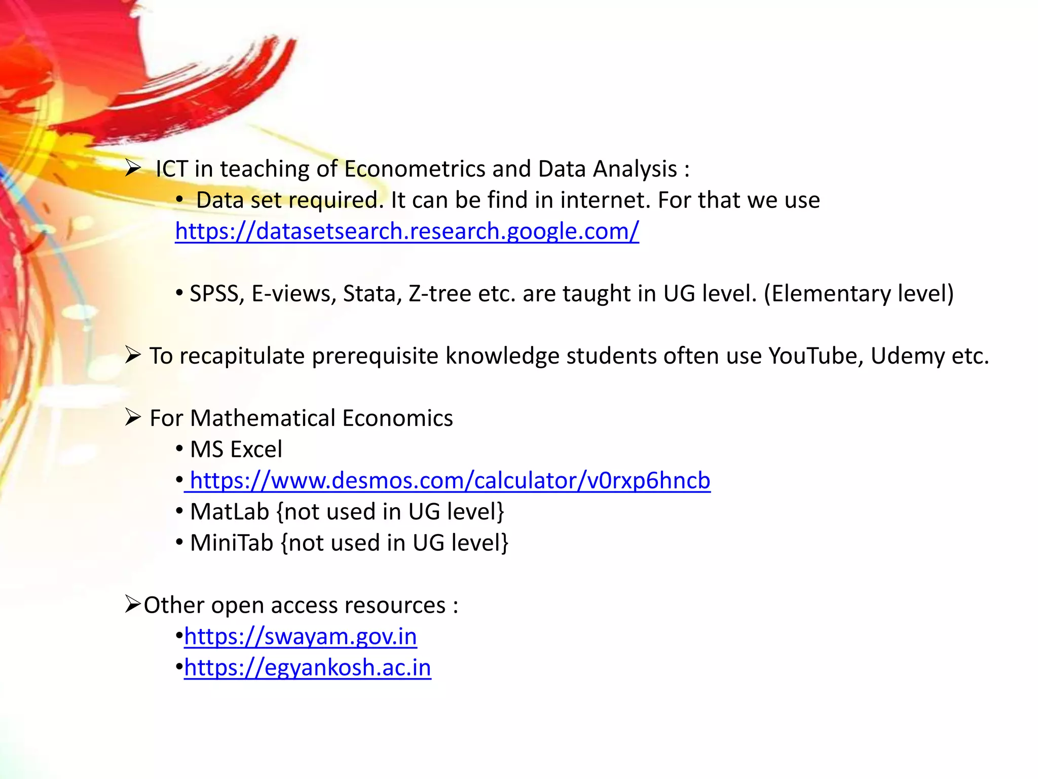 Use of Ict in Teaching Economics and Reasearch | PPTX