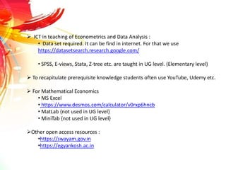 Use of Ict in Teaching Economics and Reasearch | PPTX