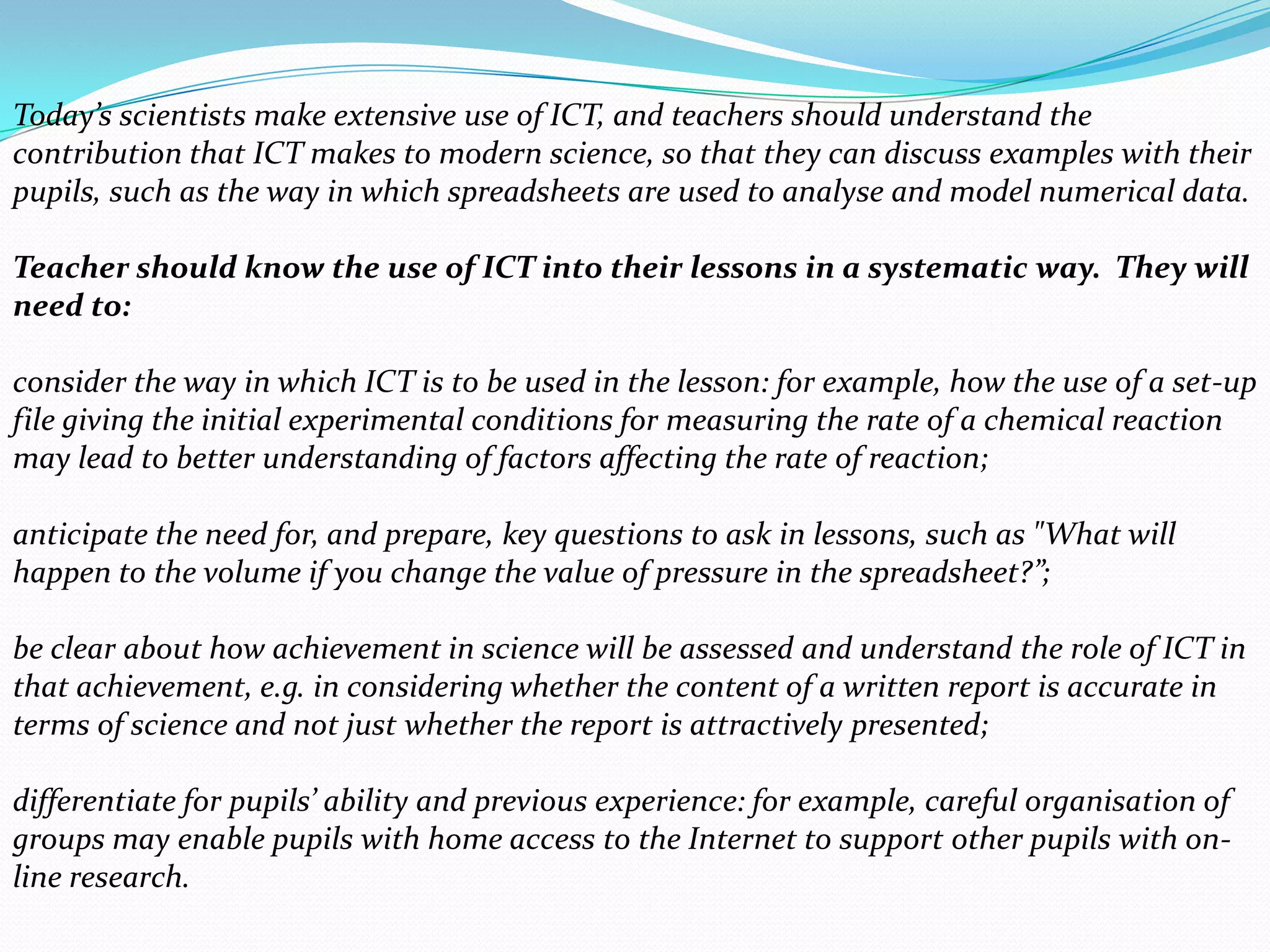 Ict integration in science | PPTX