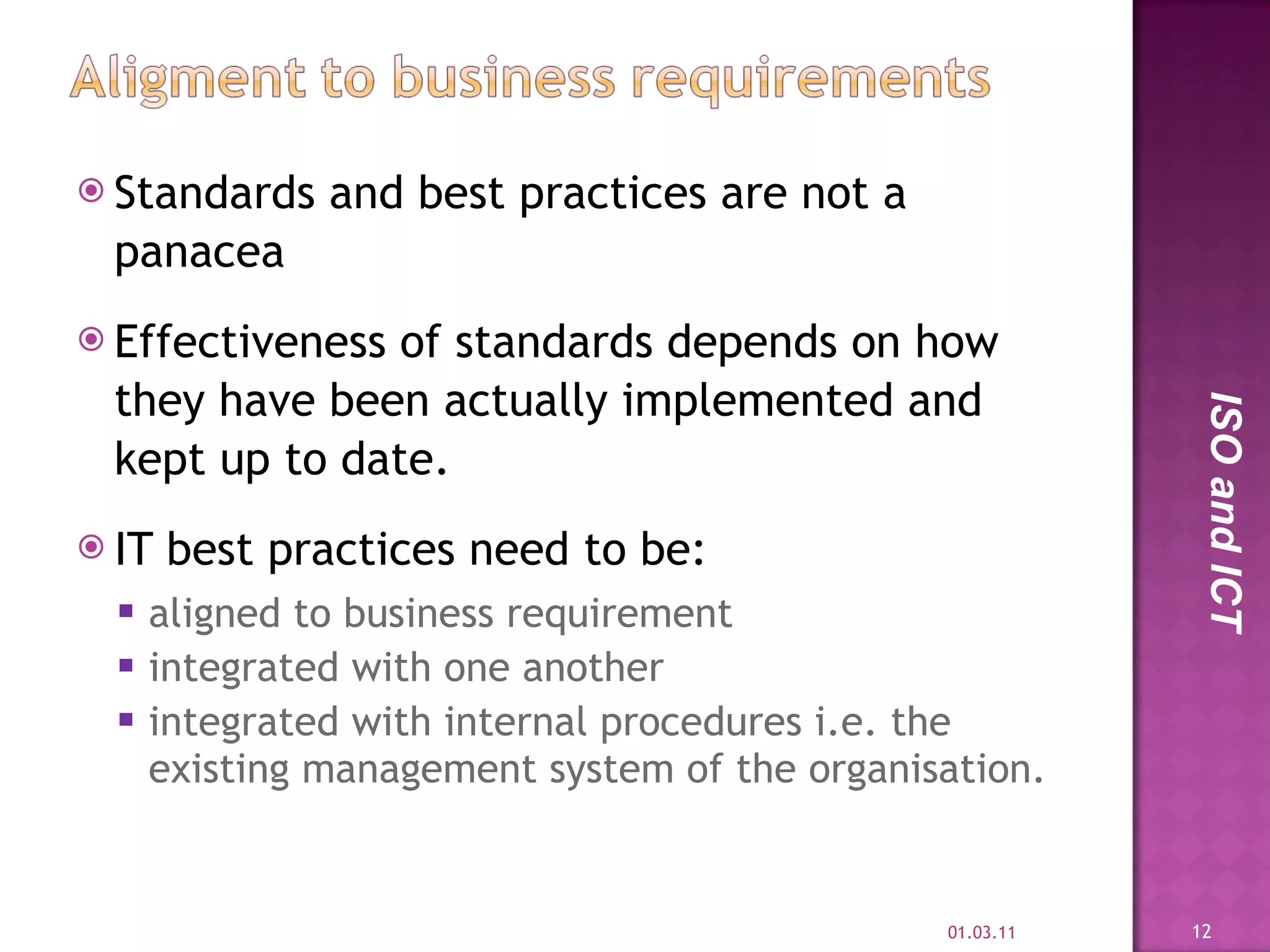 Ict Into Iso 9001 X Framework | PPT
