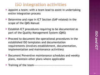 Ict Into Iso 9001 X Framework | PPT | Business | Business and Finance