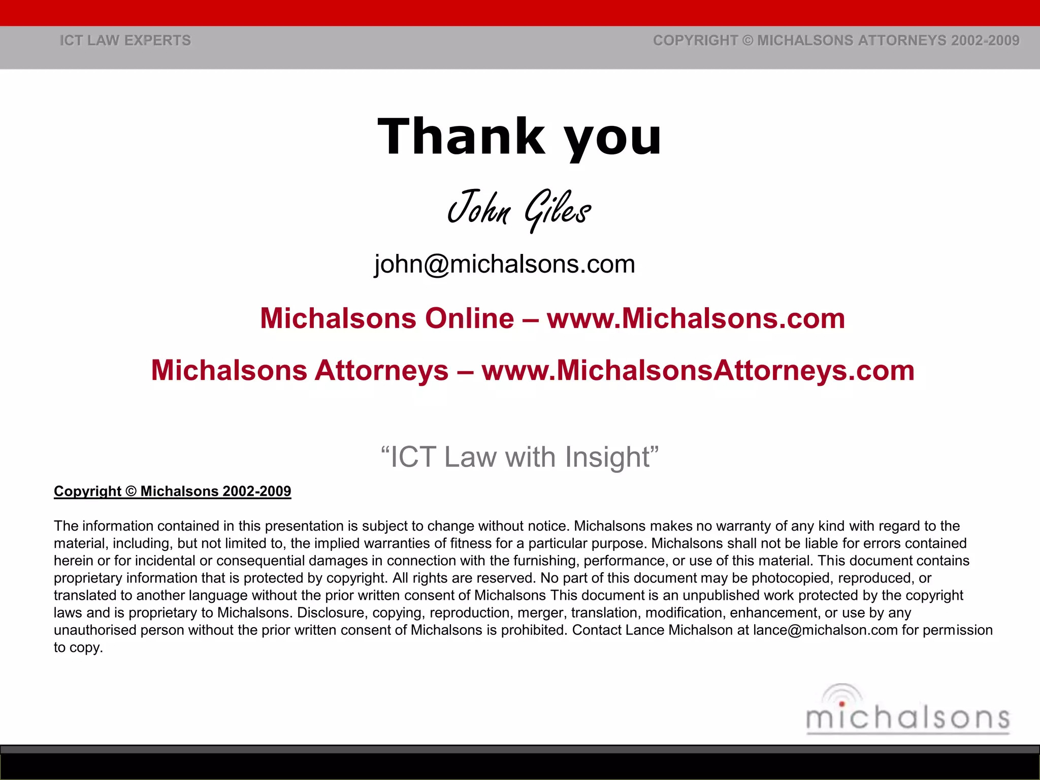 Be aware of the ICT laws that apply to your organisation | PPTX