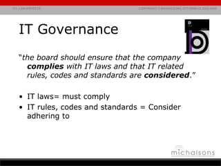 Be aware of the ICT laws that apply to your organisation | PPTX