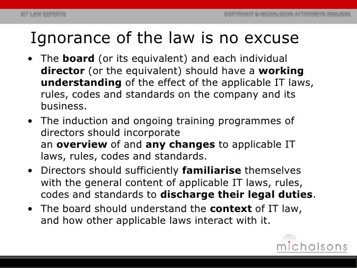 Be aware of the ICT laws that apply to your organisation