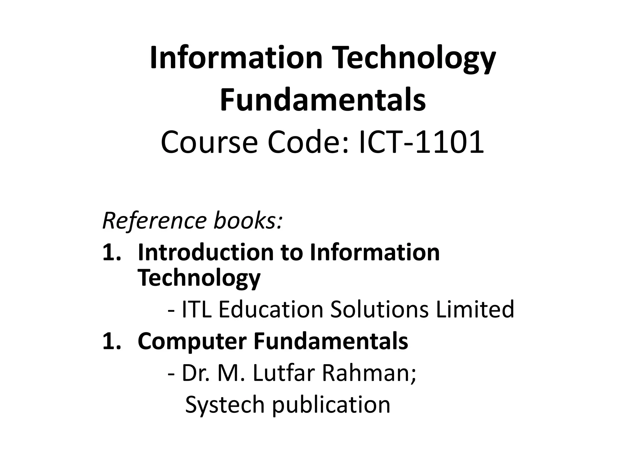 Information Technology Fundamentals | PPTX