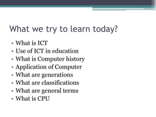 Ict lecture 1 An introduction to information and Communication ...