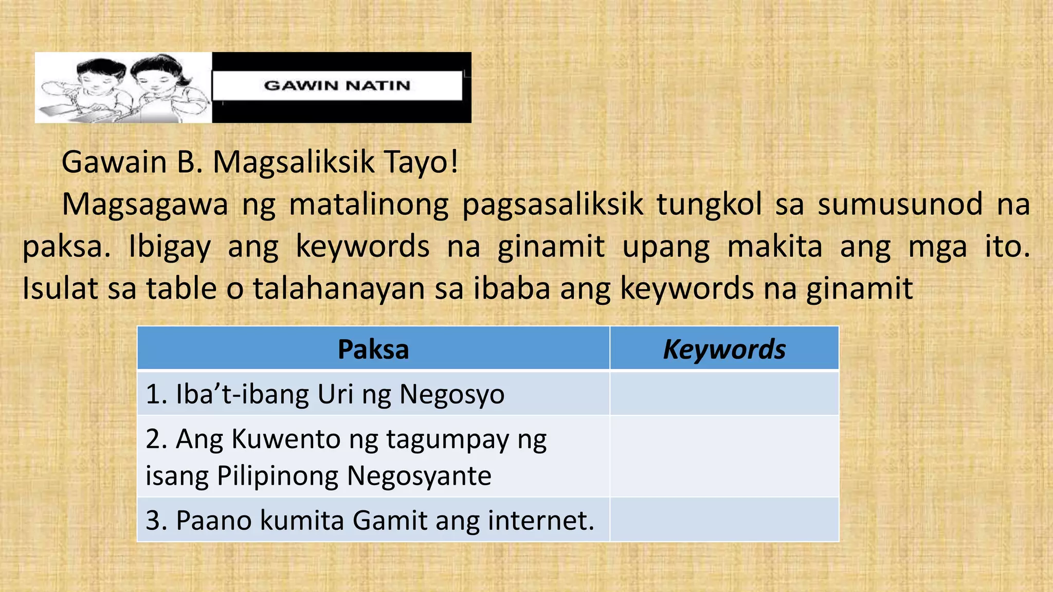 Ictlessonepp4 aralin11pananaliksikgamitanginternet-150622045536-lva1-app6891 - | PPTX