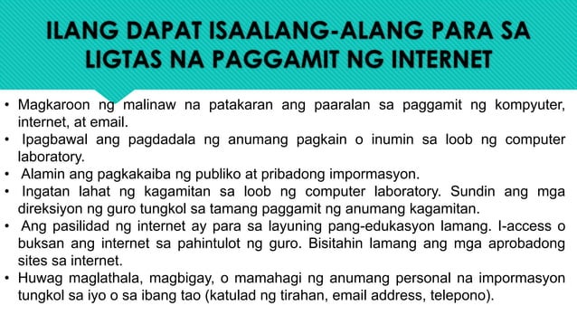 Ict lesson epp 4 aralin 7 ligtas at responsableng paggamit ng computer ...