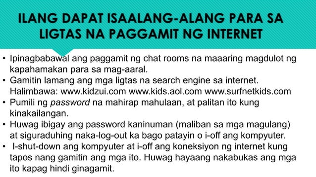 Ict lesson epp 4 aralin 7 ligtas at responsableng paggamit ng computer, internet at email | PPTX