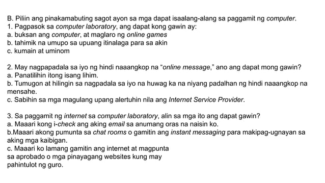 Ict lesson epp 4 aralin 7 ligtas at responsableng paggamit ng computer ...