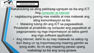 Ict lesson epp 4 aralin 9 pangangalap ng impormasyon gamit ang ict | PPTX